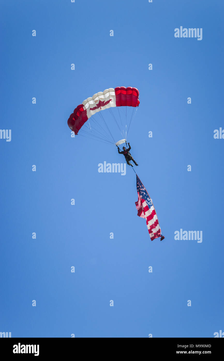 The Canadian Skyhawks parachute team at the 2017 Airshow in Duluth ...