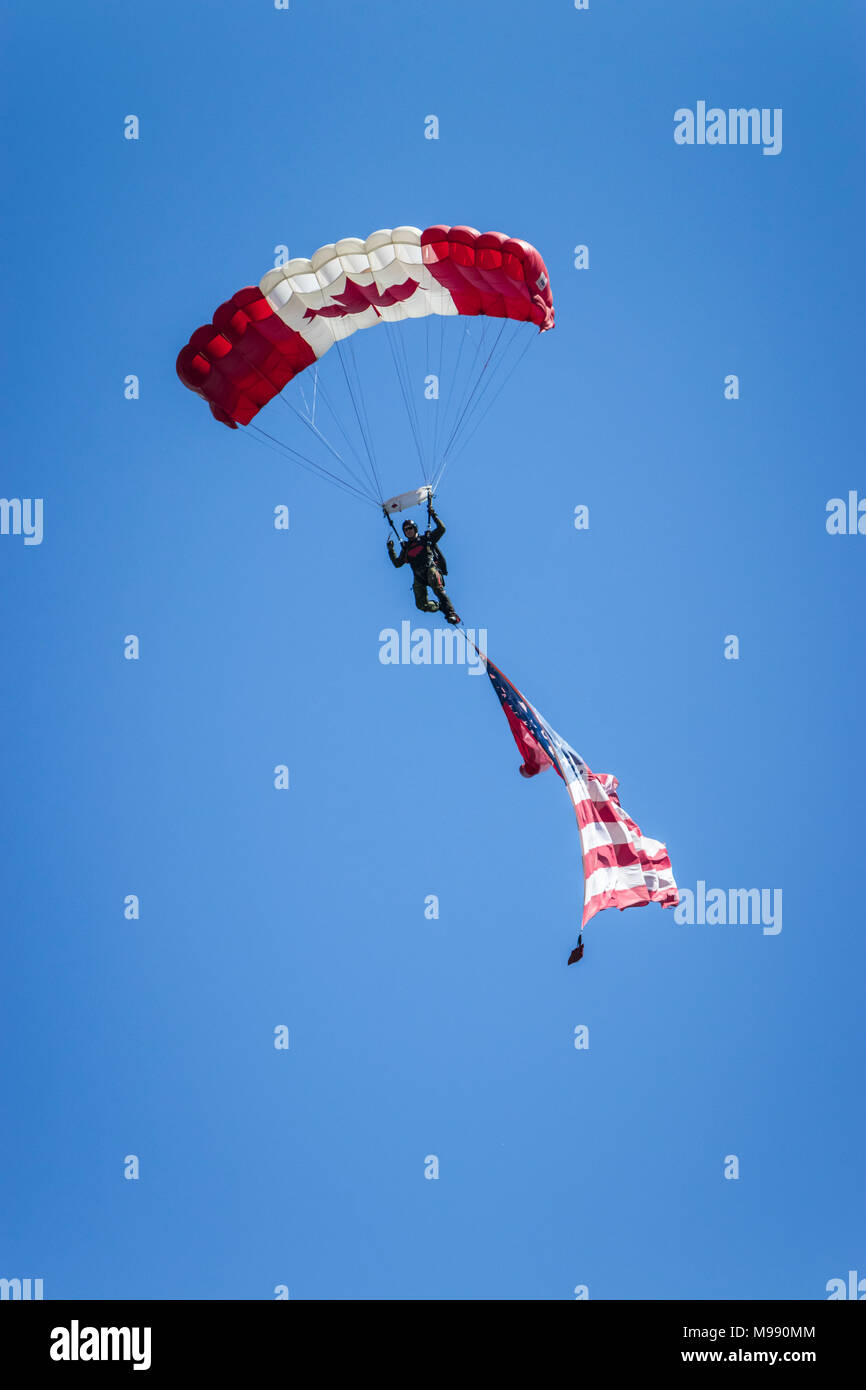 The Canadian Skyhawks parachute team at the 2017 Airshow in Duluth ...