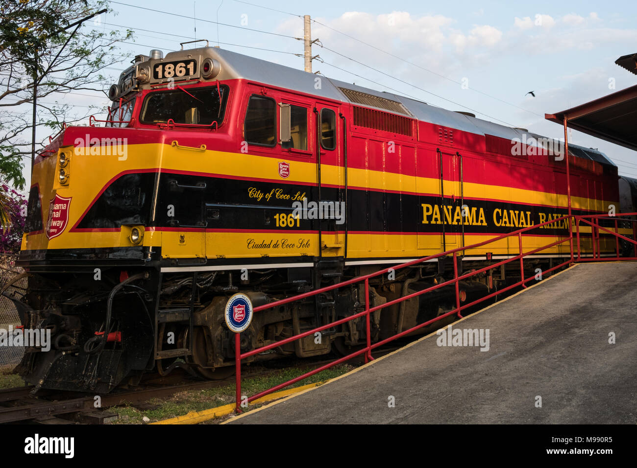 Panama City, Panama - march 2018: The locomotive of the Panama Canal ...