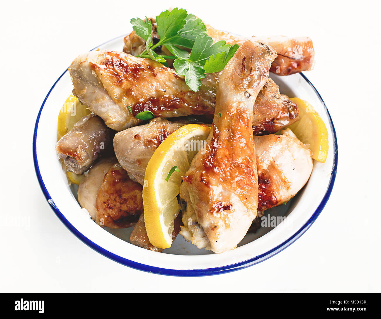 Roasted chicken legs. Top view Stock Photo - Alamy