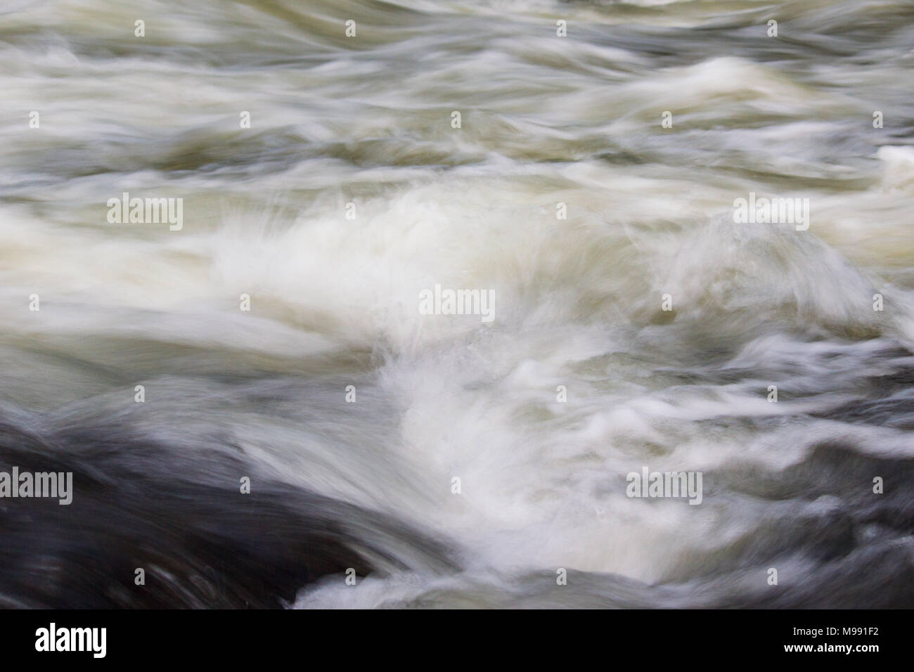 A powerful stream of mountain river. The fast current of water Stock ...