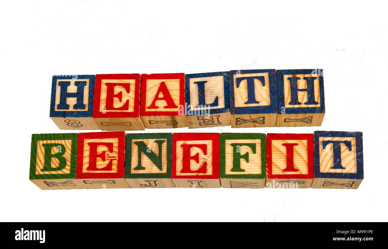The term health benefit visually displayed on a white background using ...