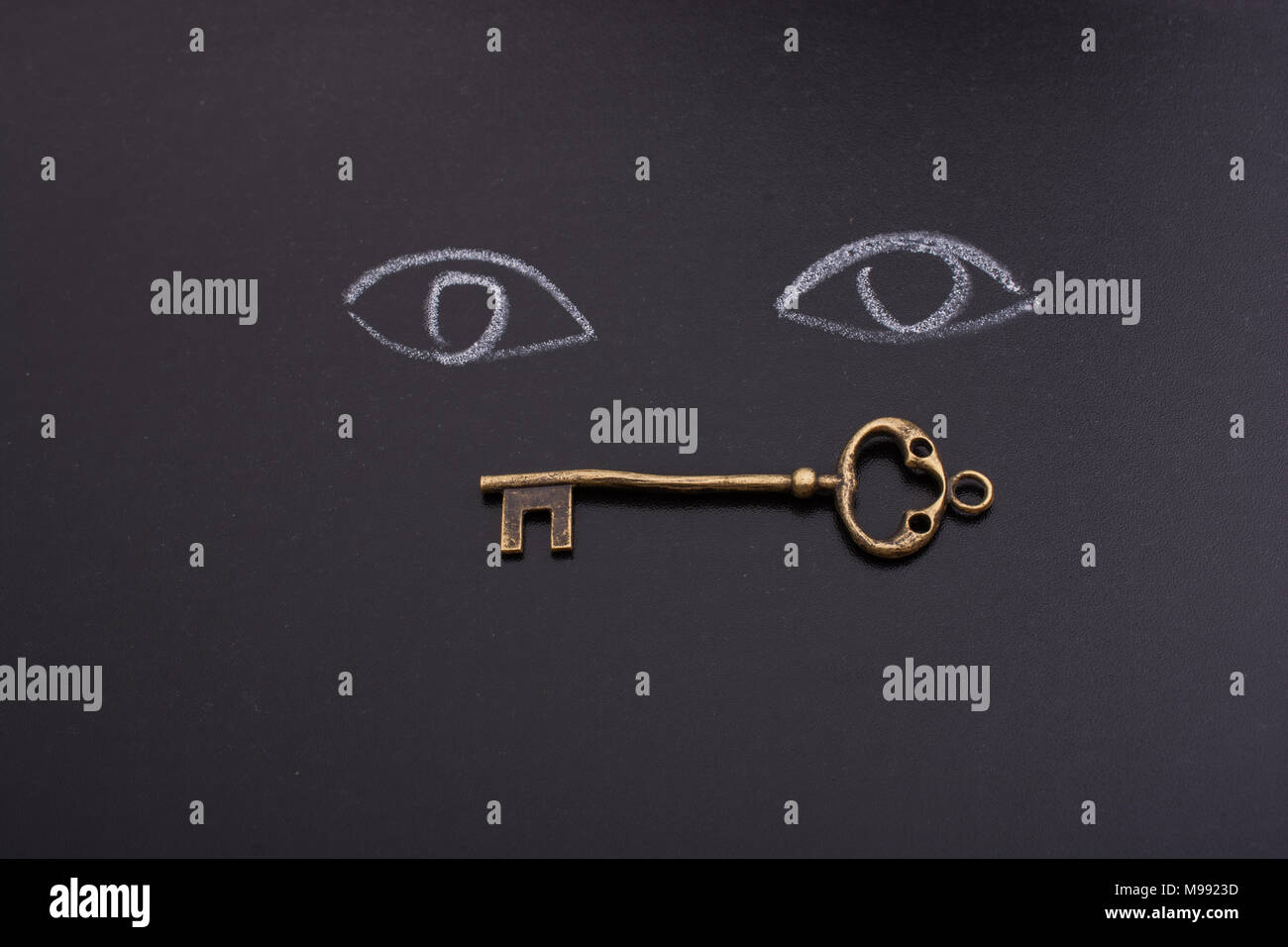 Retro styled golden color key forms the word key Stock Photo - Alamy