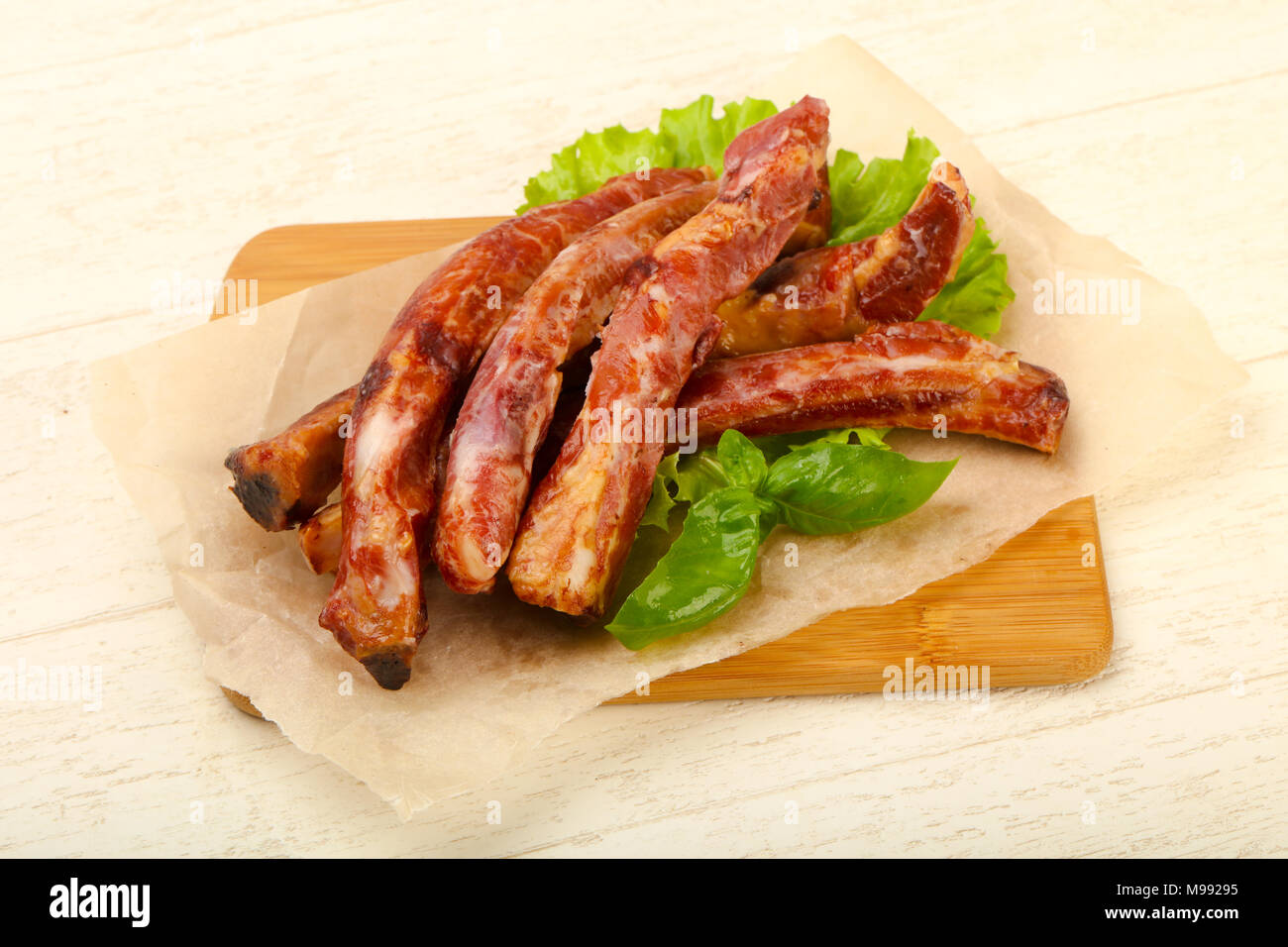 Smoked pork ribs snack Stock Photo - Alamy