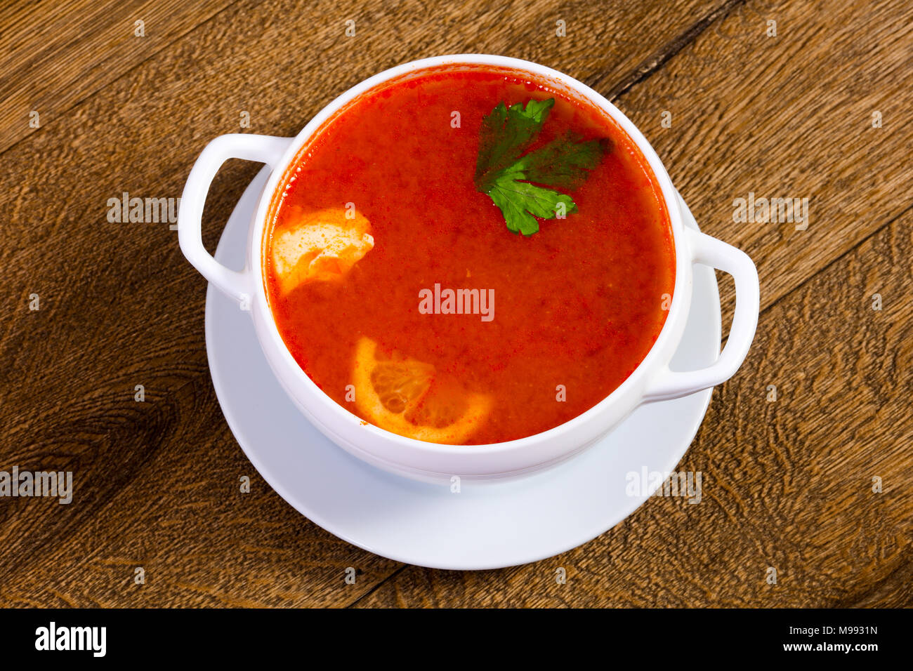 Russian Solyanka soup with parsley Stock Photo - Alamy