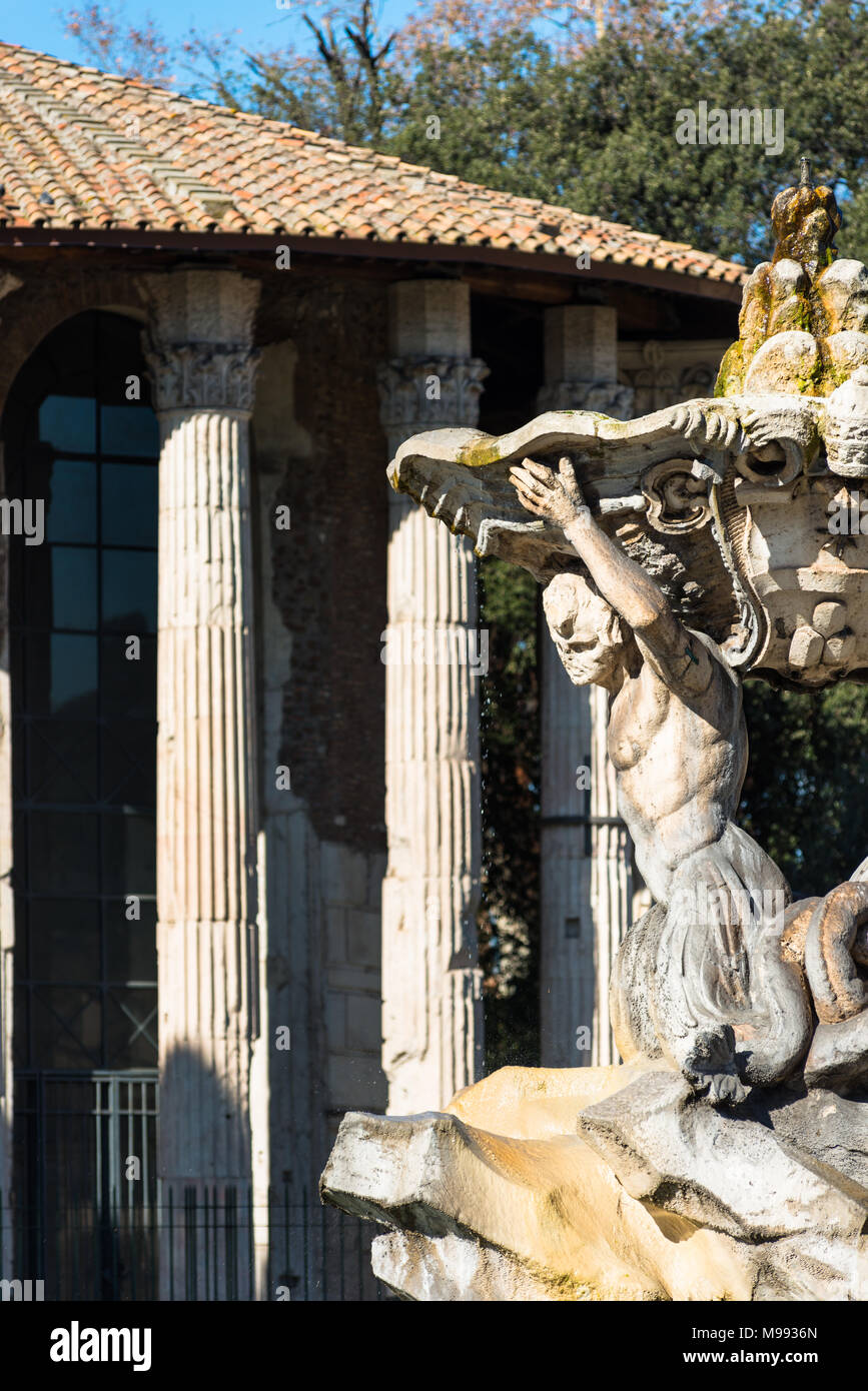 Temple of Hercules with Triton's Fountain or Fontana dei Tritoni ...