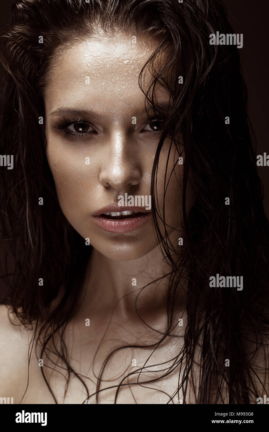 Wet lips hi-res stock photography and images - Alamy