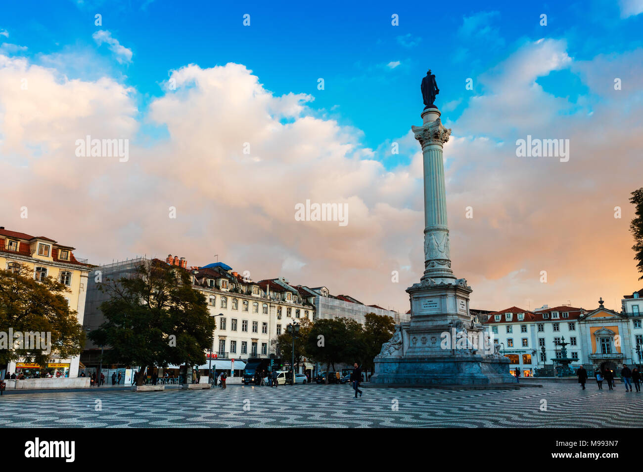 Rossio Square in the Pombaline Downtown of Lisbon is one of its main ...