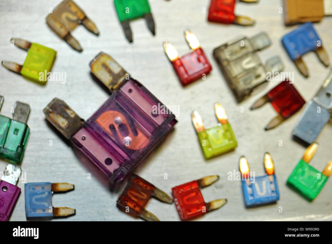 Automotive fuses come in different colors and each color is responsible ...