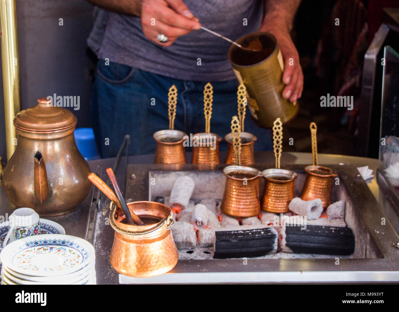 Turkish coffee pots made in a traditional style Stock Photo - Alamy