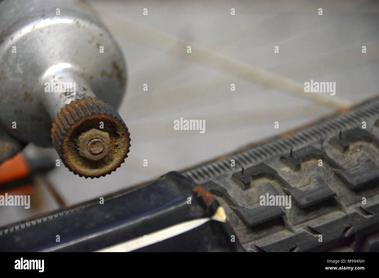 old and nostalgic dynamo of a bicycle Stock Photo - Alamy