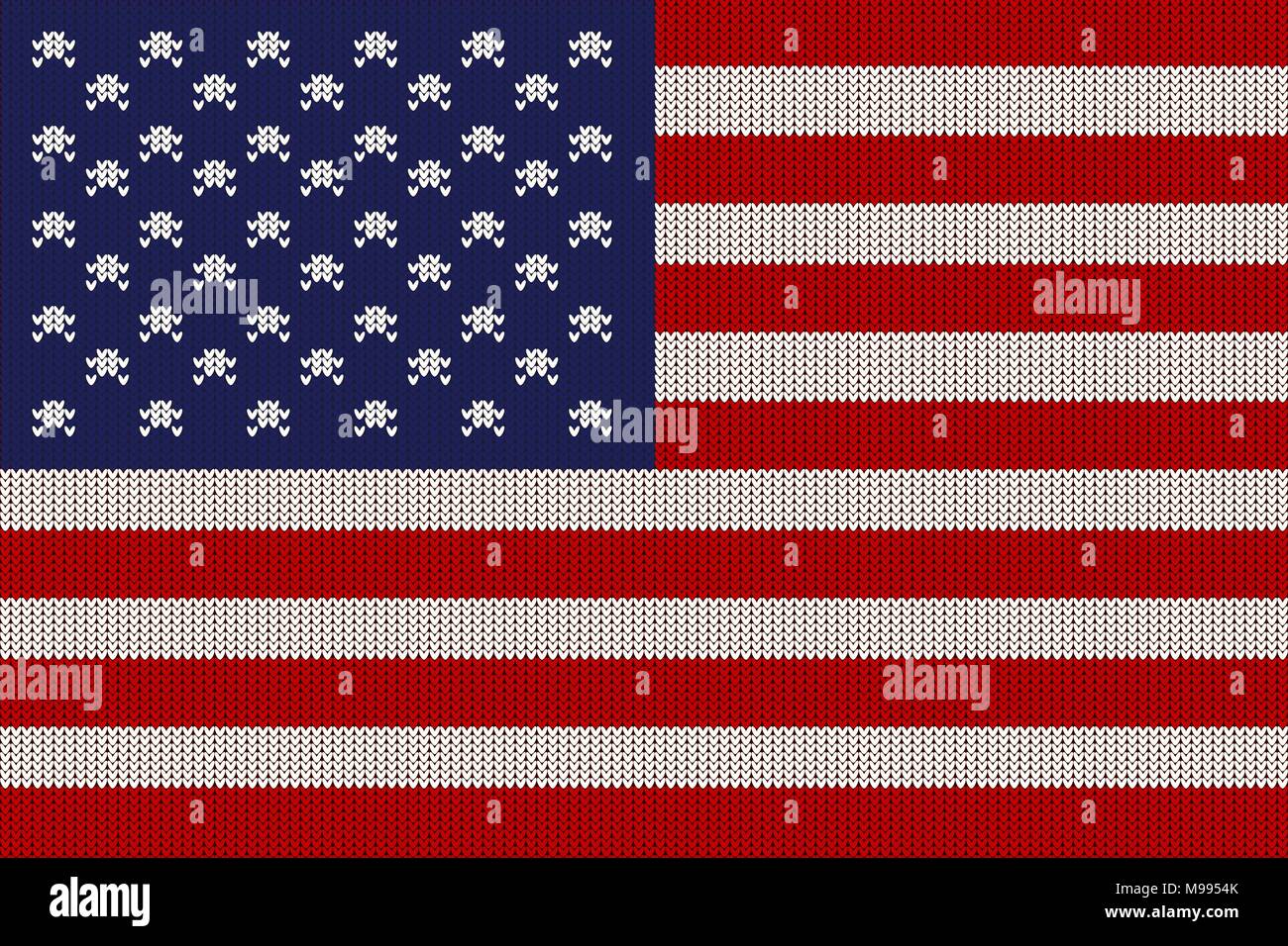 Flag of the United States of America on vector knitted woolen texture ...