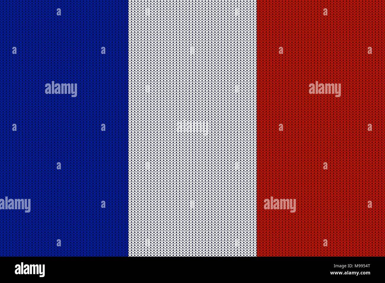 Flag of France on vector knitted woolen texture. Knitted French flag ...
