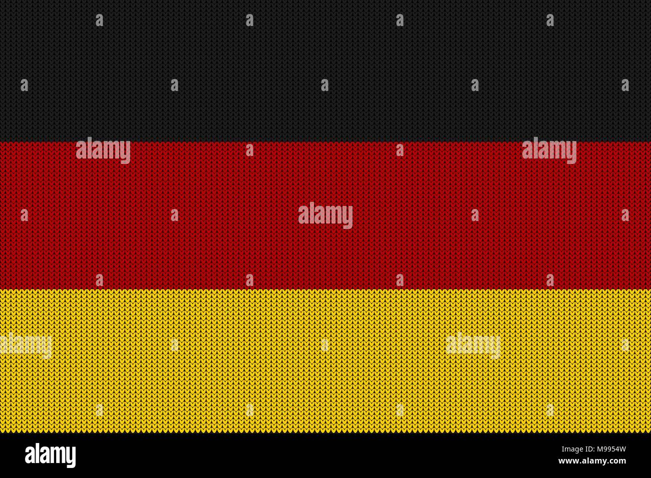 Flag of Germany on a vector knitted woolen texture. A knitted German ...