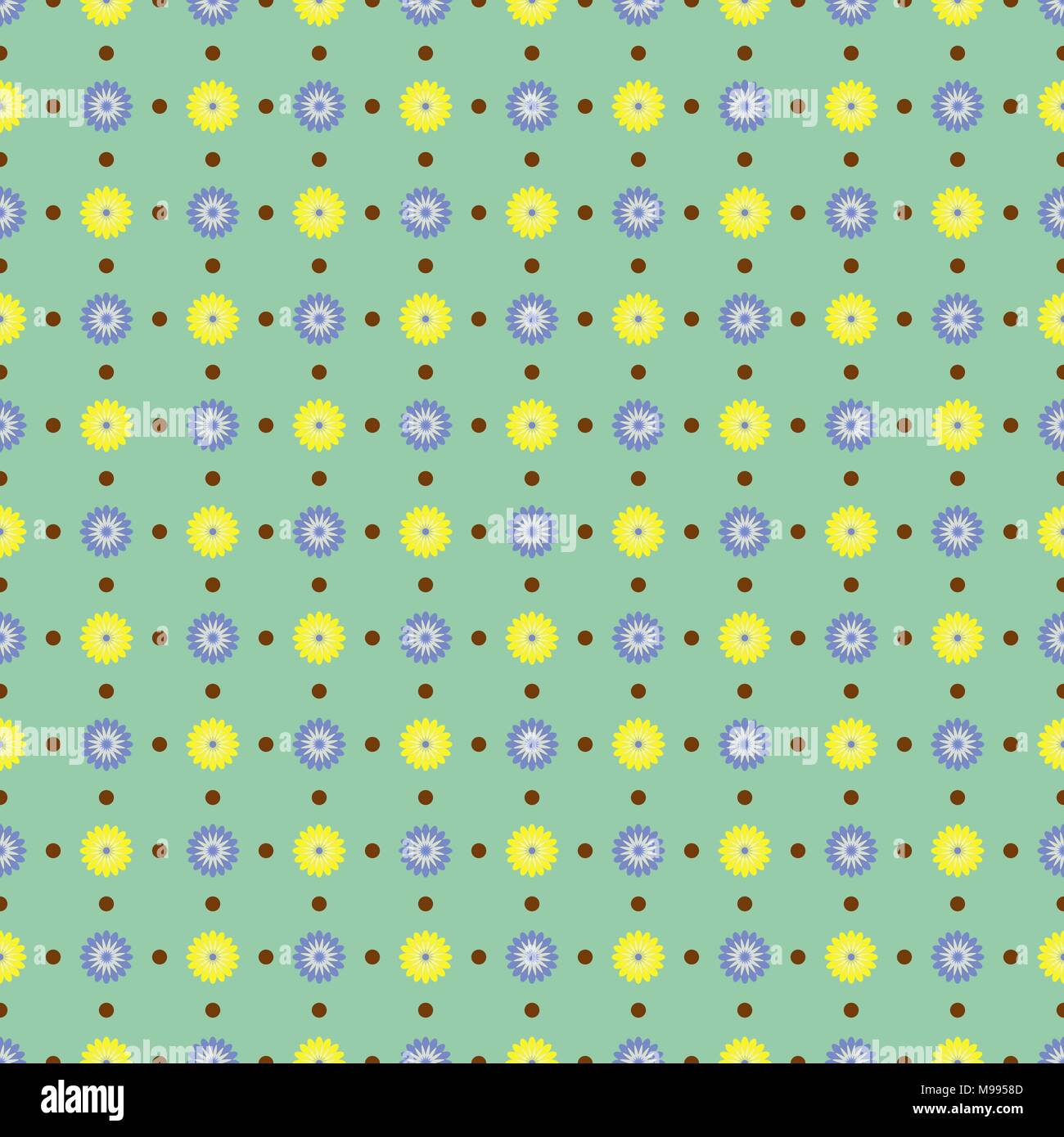 Seamless pattern with delicate spring flowers on a pastel green ...
