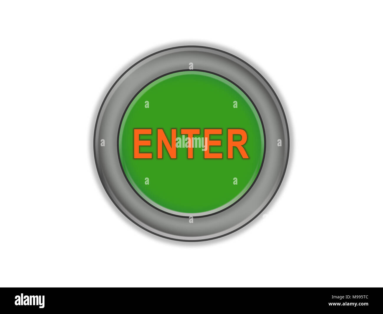 The inscription ENTER on a green volume button, white background Stock ...