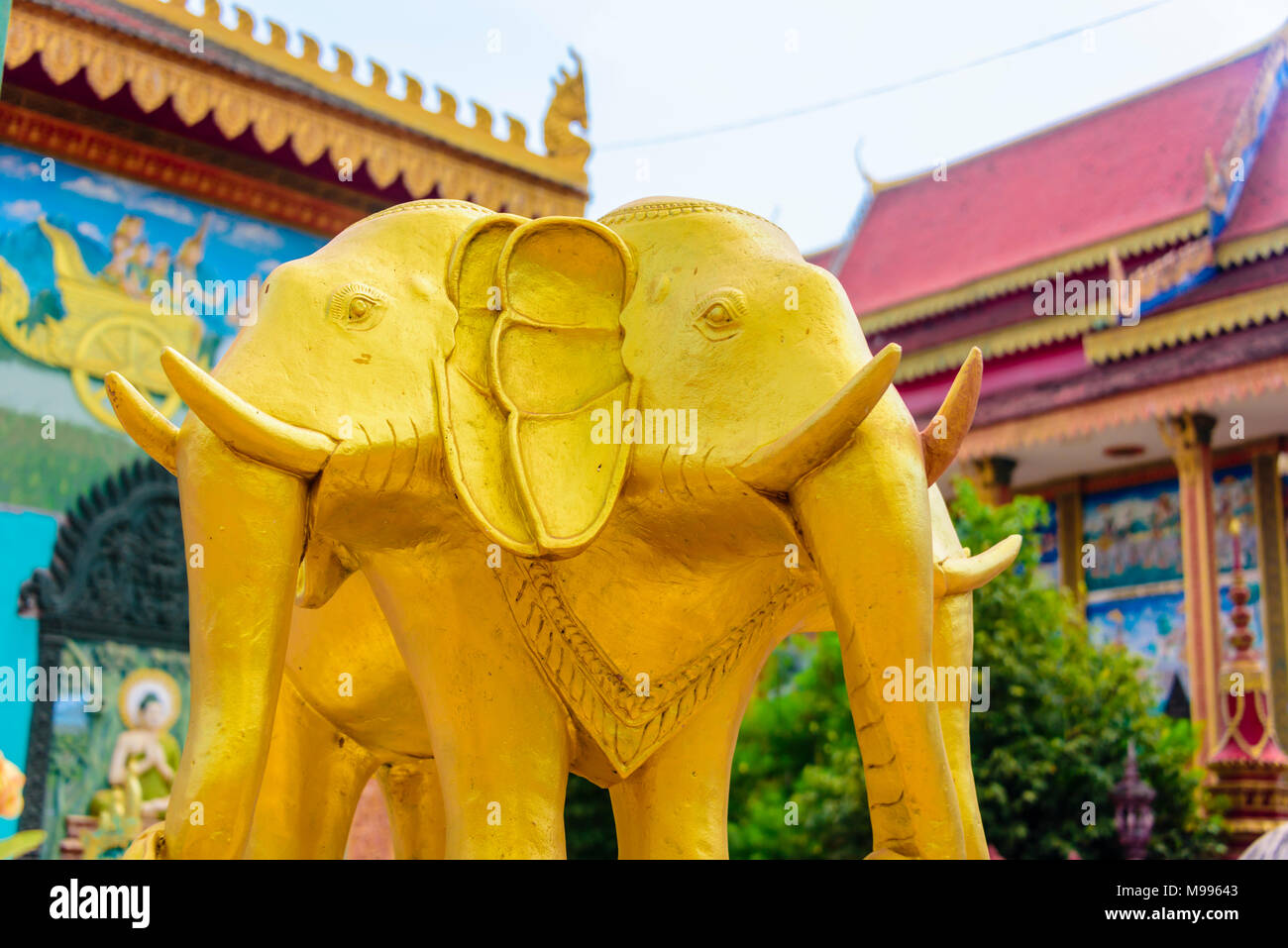 Three headed elephant representing Brahma, Vishnu and Mahest at a ...
