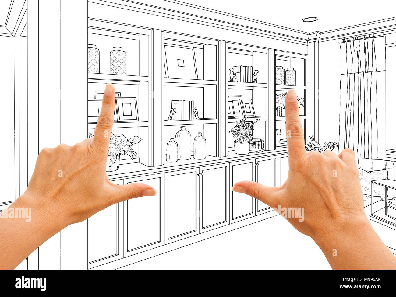 Female hands framing custom home hi-res stock photography and images ...