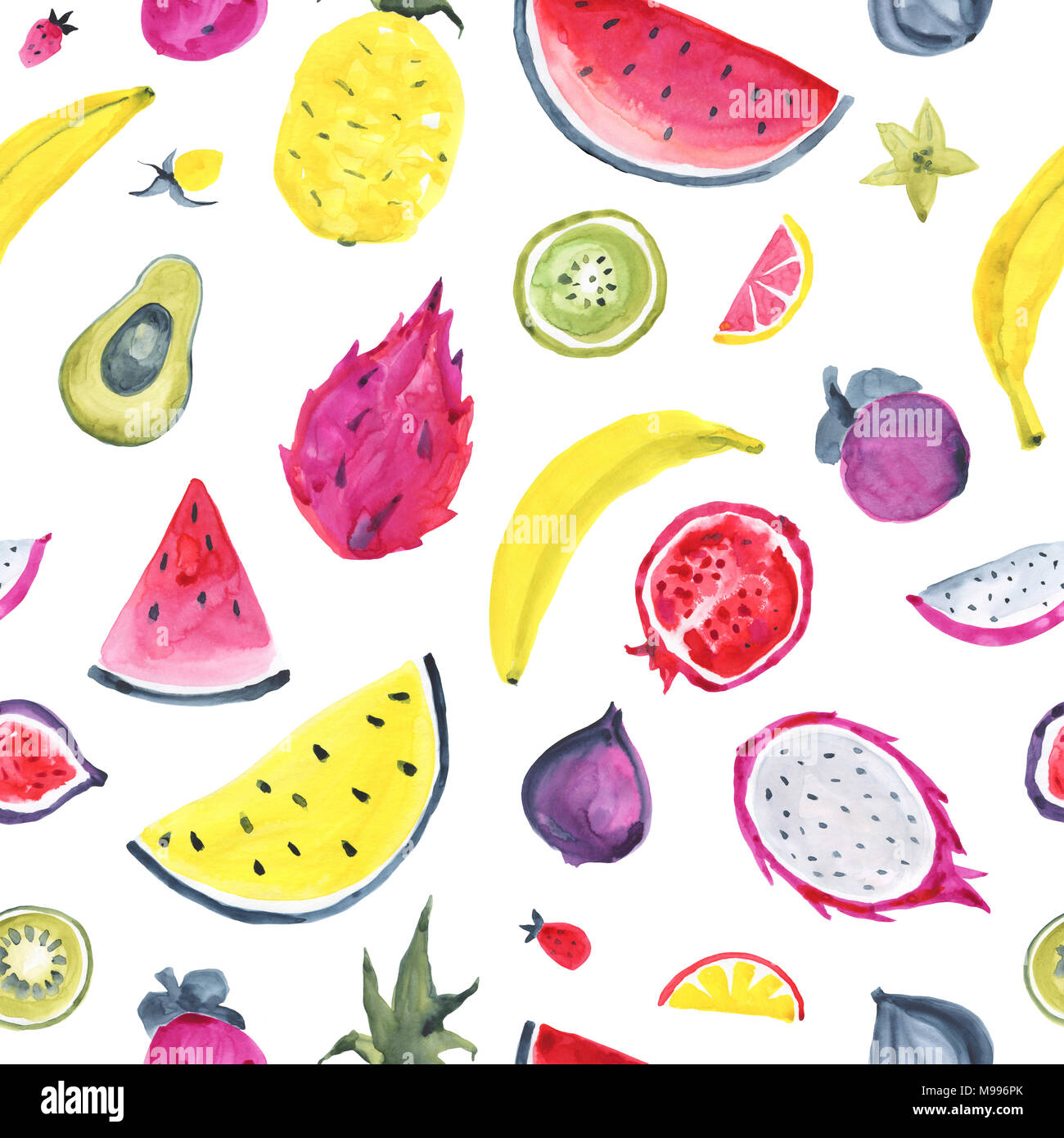 Tropical pattern of exotic fruit. Abstract Seamless background Stock ...