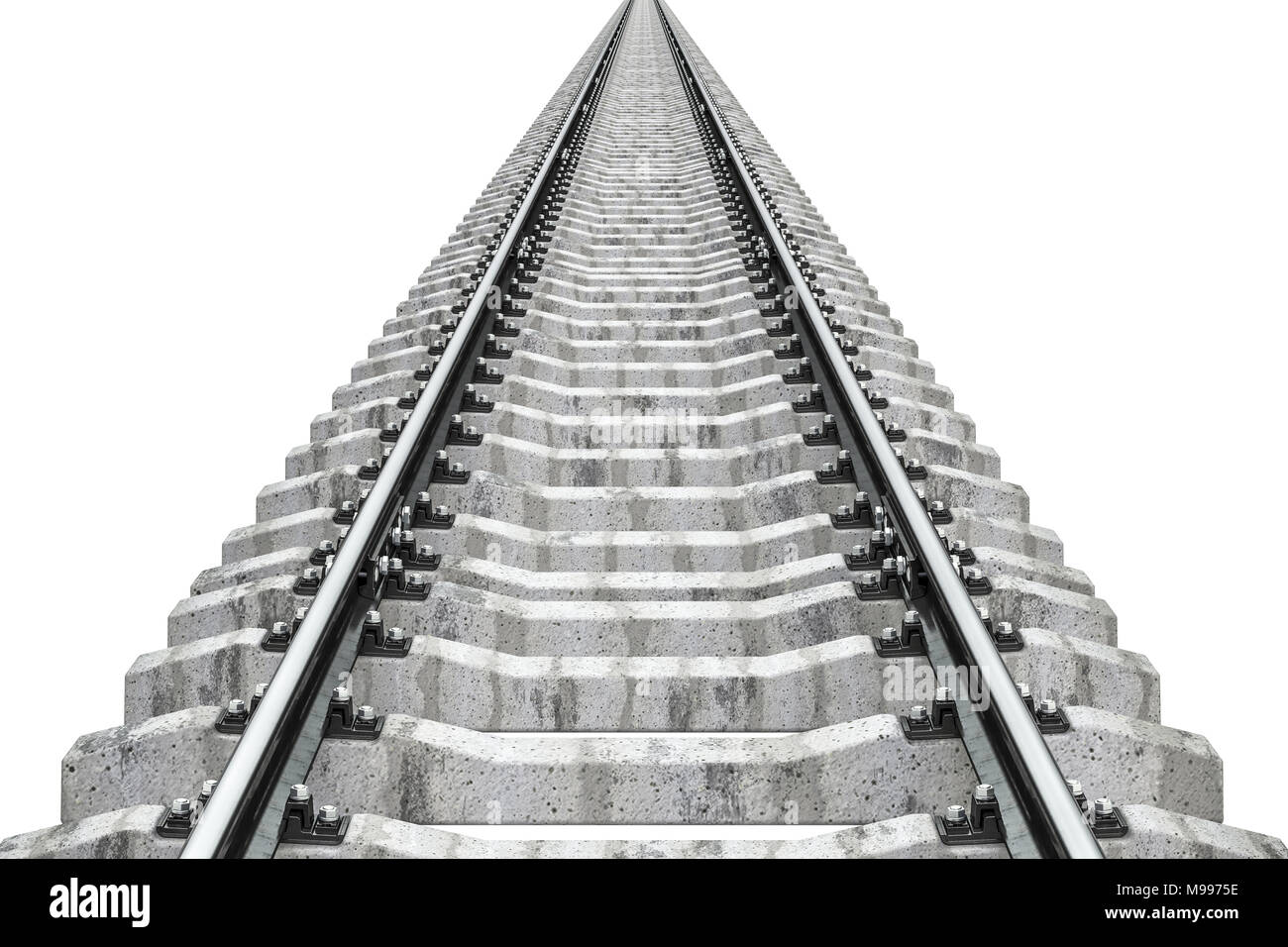 Railroad, railway closeup. 3D rendering isolated on white background ...