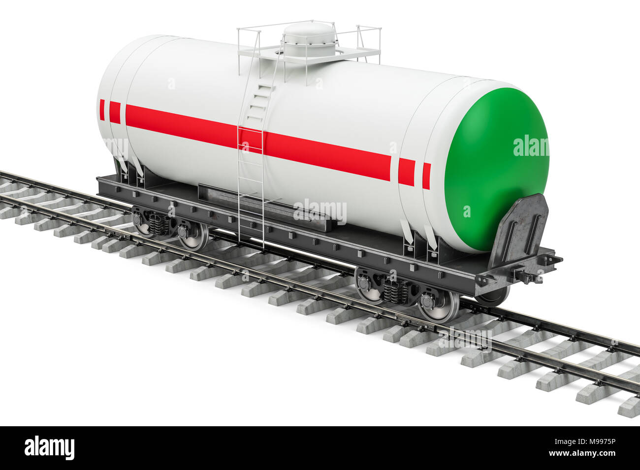 Tank car on the railway, 3D rendering isolated on white background ...