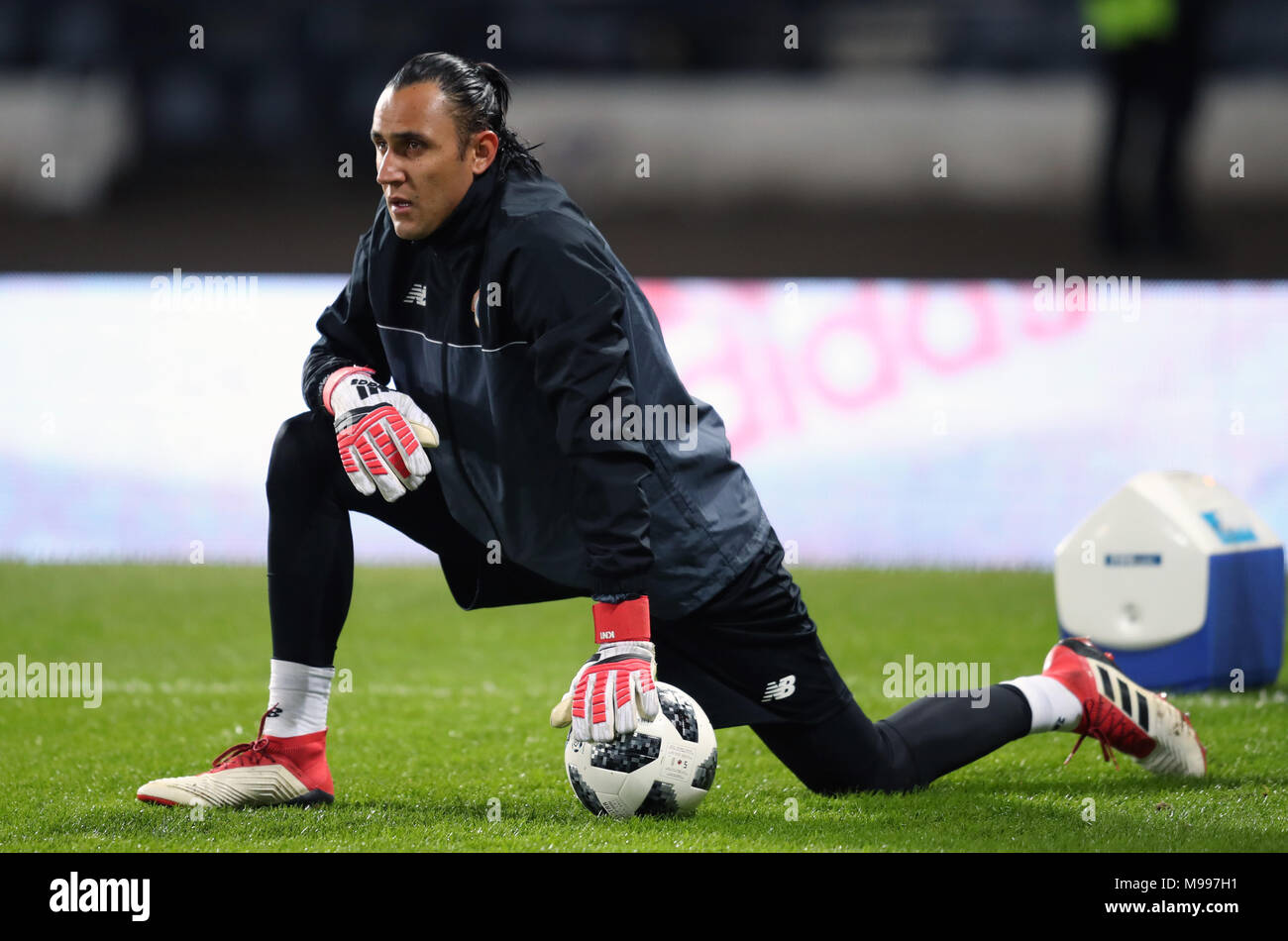 Costa Rica goalkeeper Keylor Navas warms up before the international ...