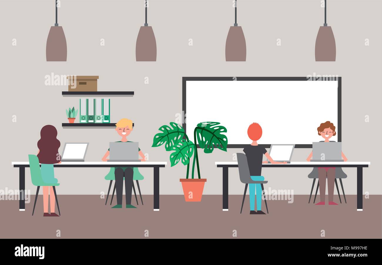 people workspace interior Stock Vector Image & Art - Alamy