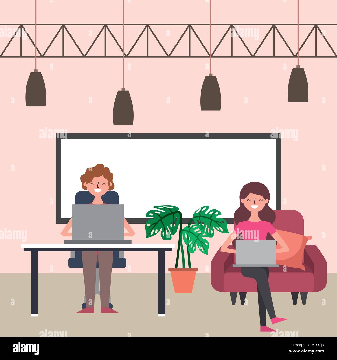 people workspace interior Stock Vector Image & Art - Alamy