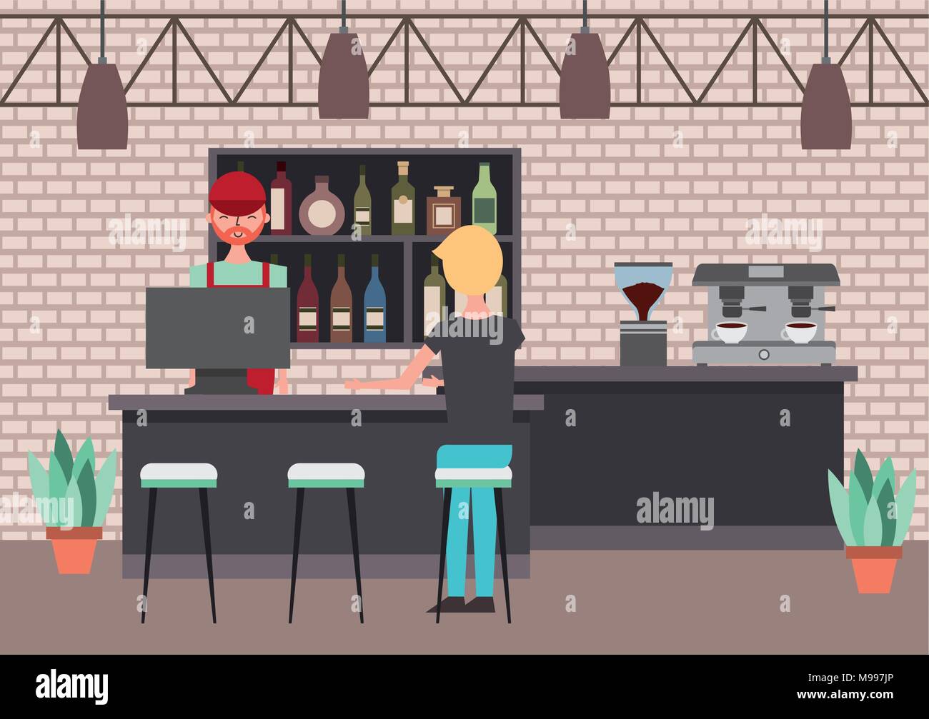 Restaurant counter worker Stock Vector Images - Alamy