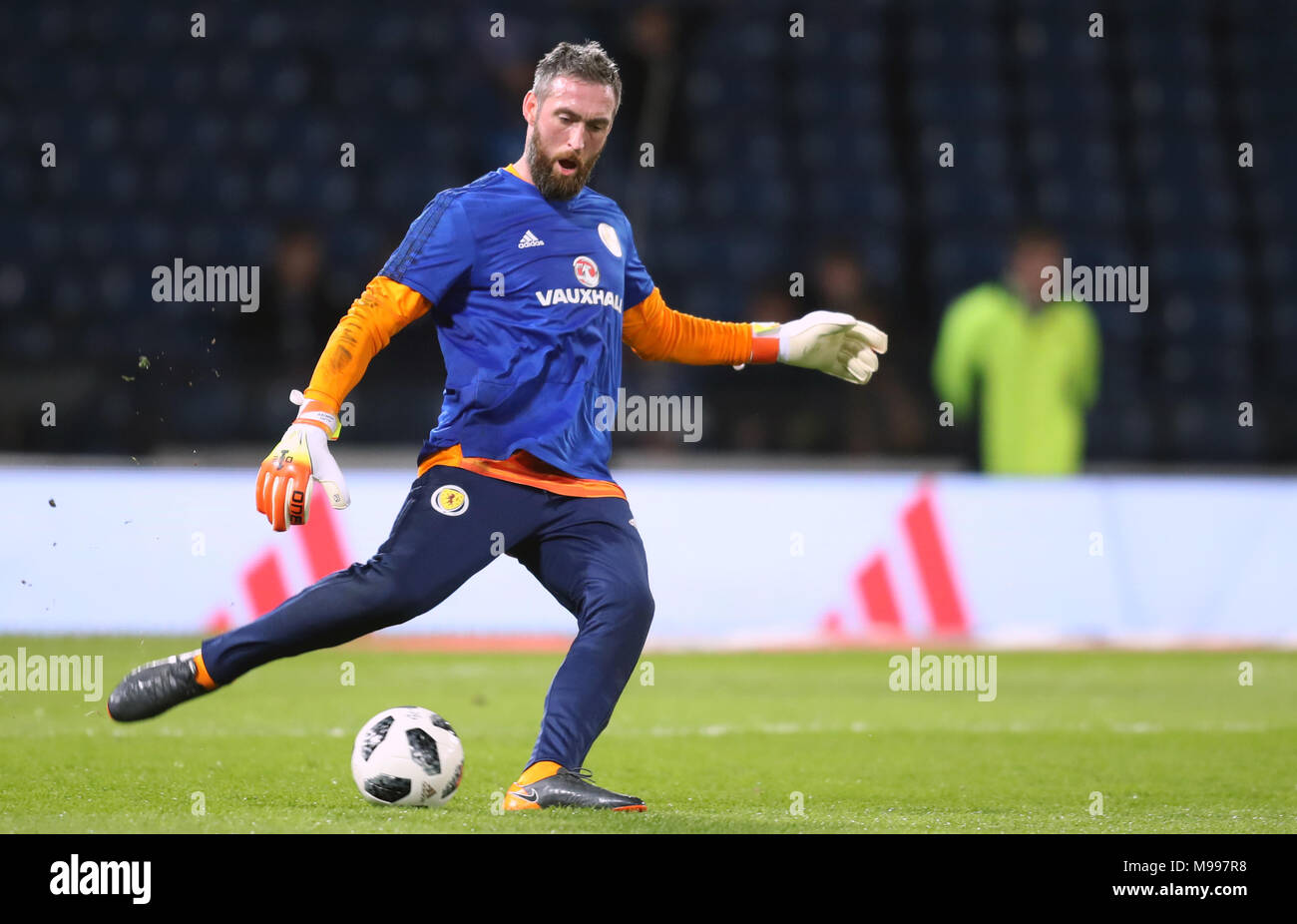 Scotland goalkeeper Allan McGregor warms up before the international ...