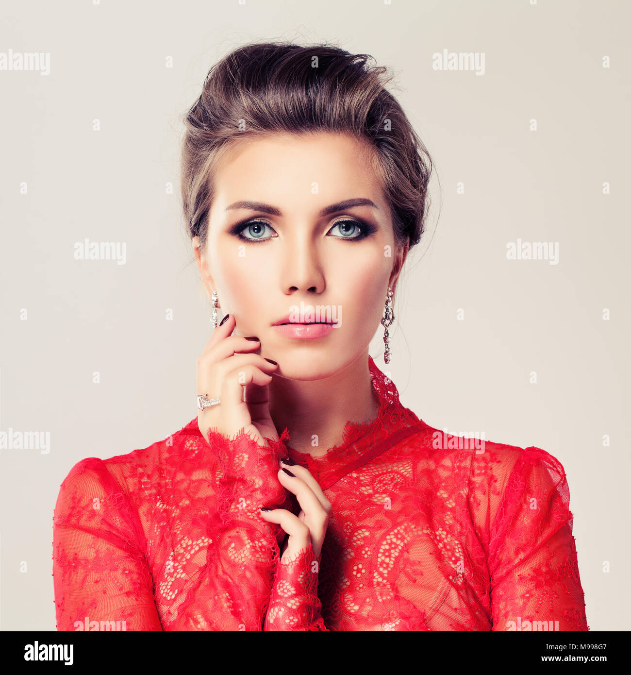 Beatuful young woman with european face. Beauty portrait Stock Photo ...