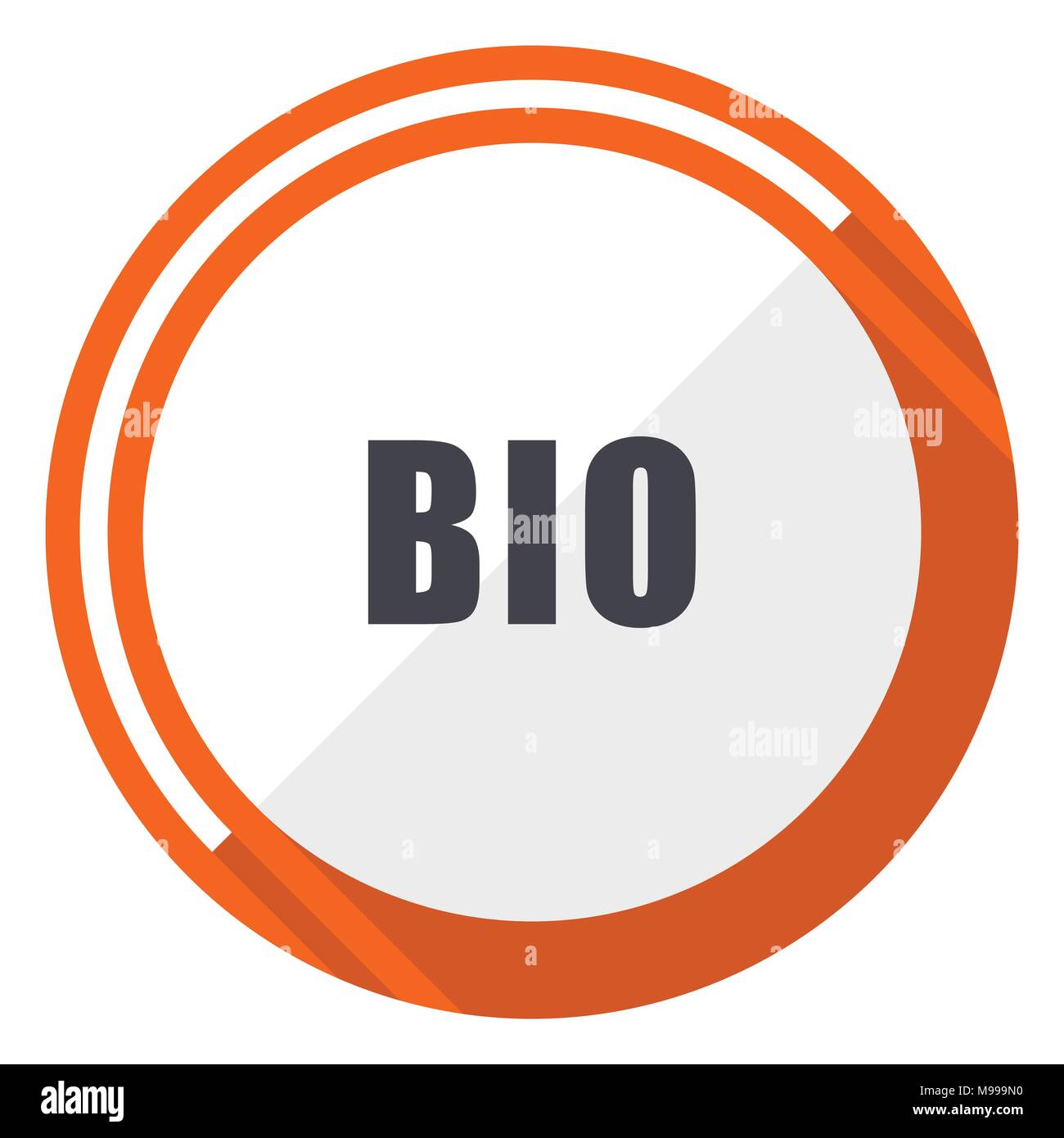 Bio flat design vector web icon. Round orange internet button isolated ...