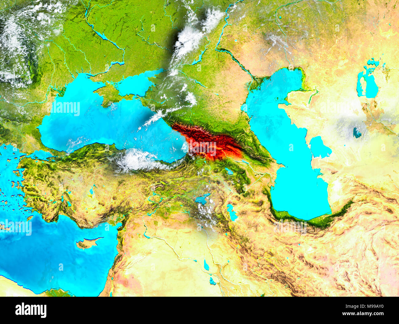 Highlighted satellite image of georgia hi-res stock photography and ...