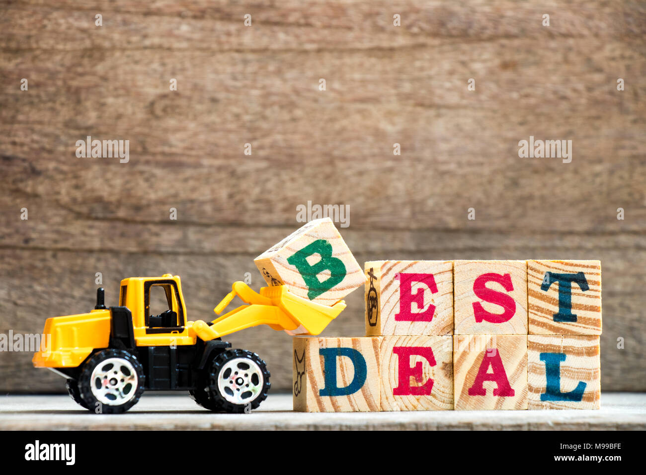 Toy plastic bulldozer hold letter block H to complete wording best deal ...