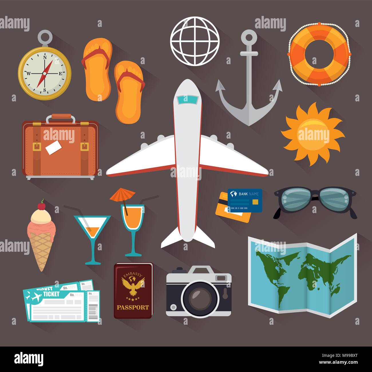 Summer, travel and vacations graphic design, vector illustration Stock ...