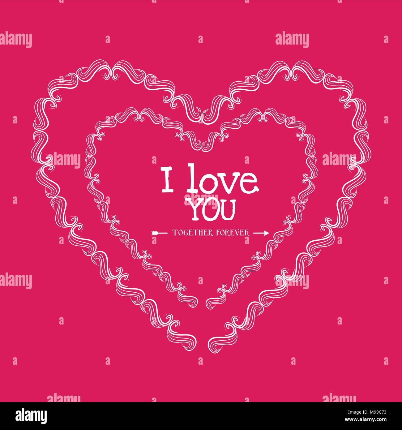 Romantic colorful card design with pink hearts graphic design, vector ...