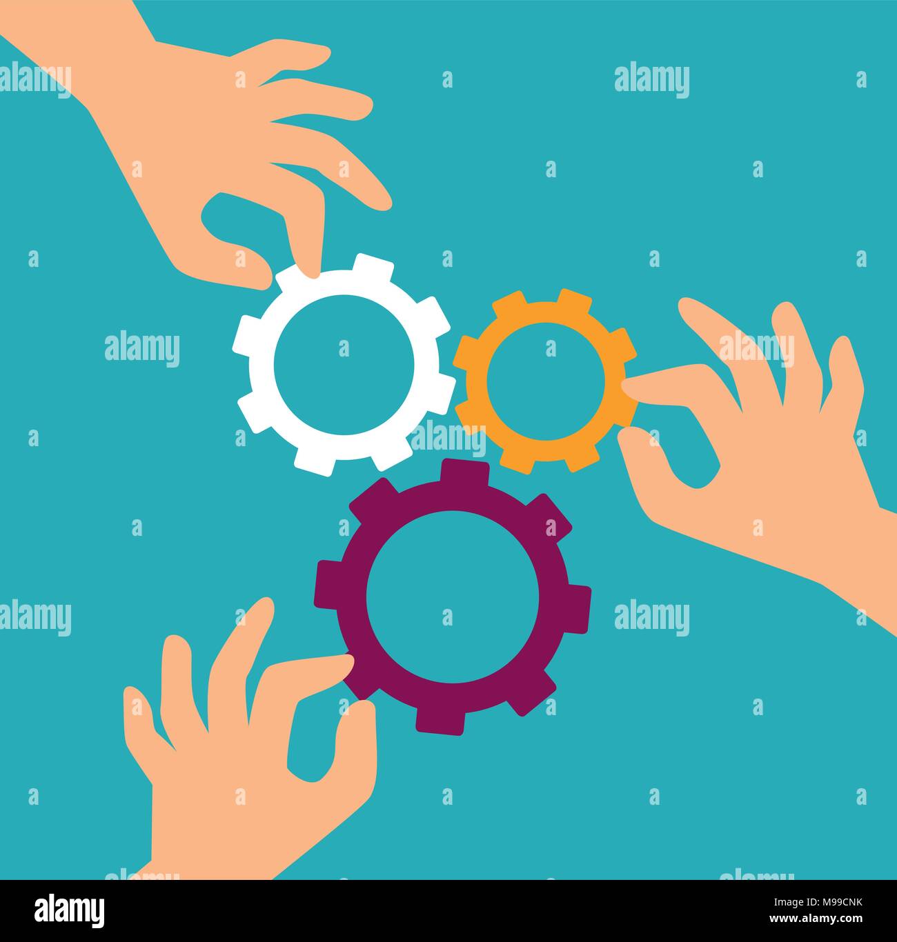 Cogs with hands Stock Vector Images - Alamy
