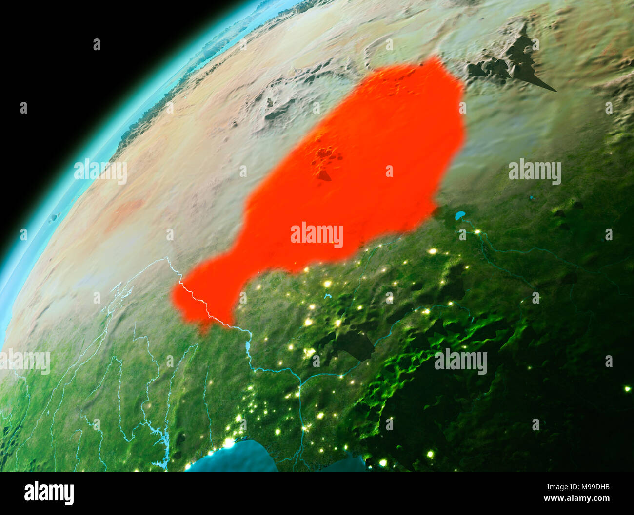 Highlighted satellite image of niger hi-res stock photography and ...