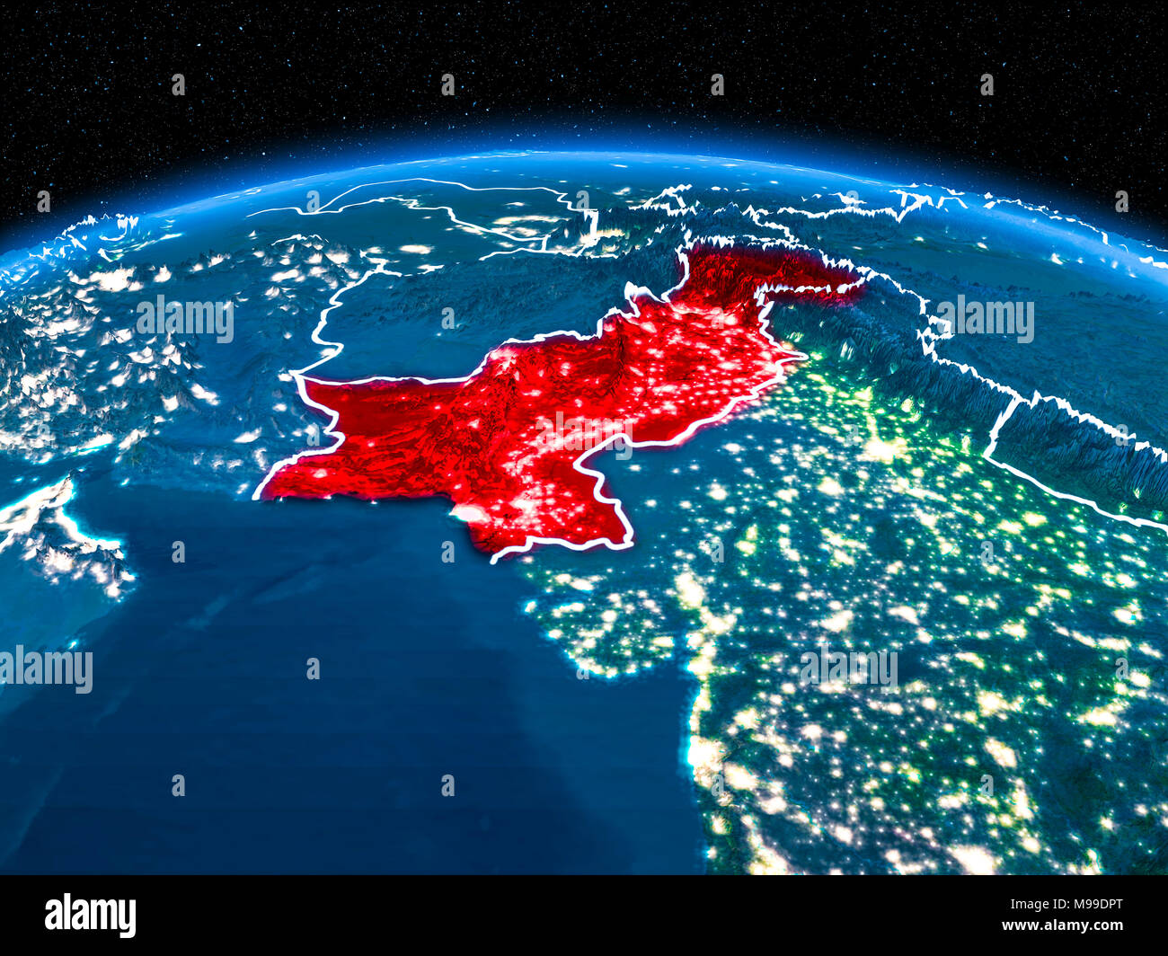 Highlighted satellite image of pakistan hi-res stock photography and ...