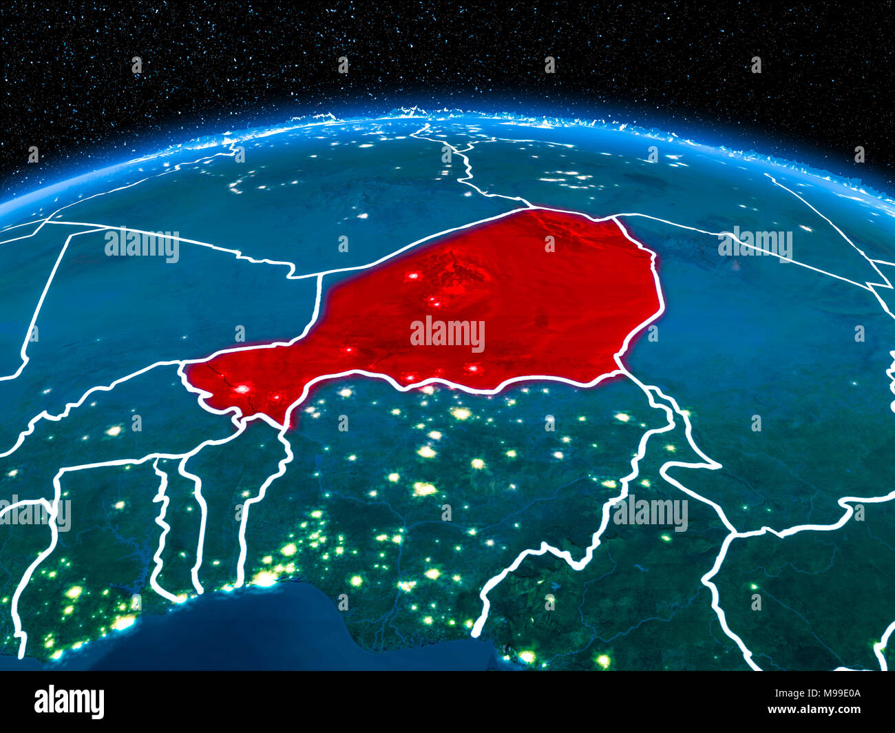 Highlighted satellite image of niger hi-res stock photography and ...