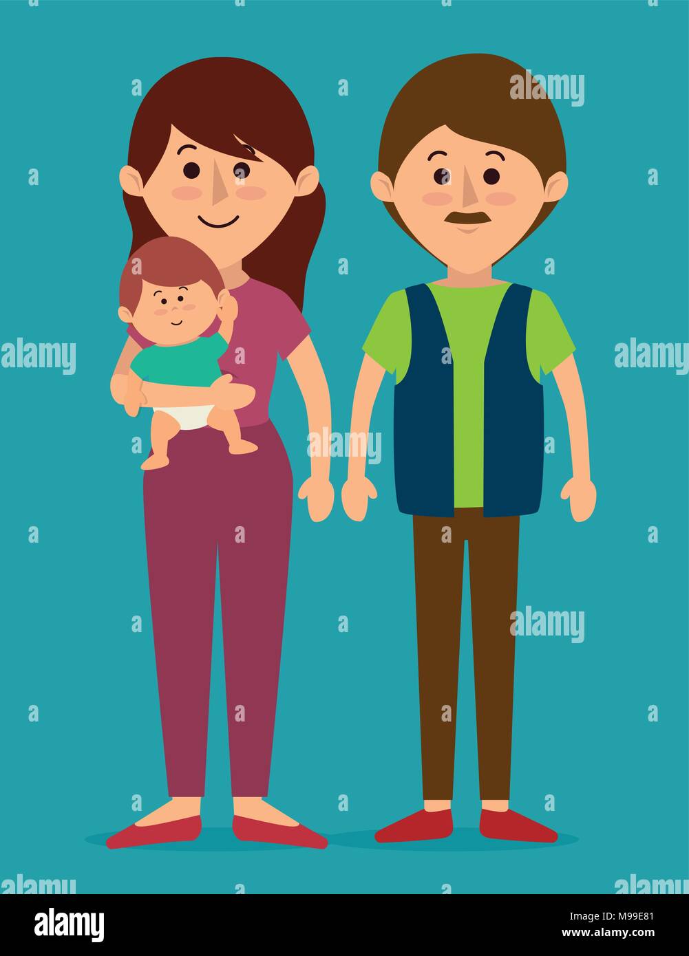 Family colorful cartoon graphic design, vector illustration Stock ...