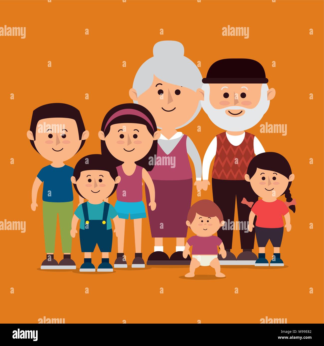 Family colorful cartoon graphic design, vector illustration Stock ...