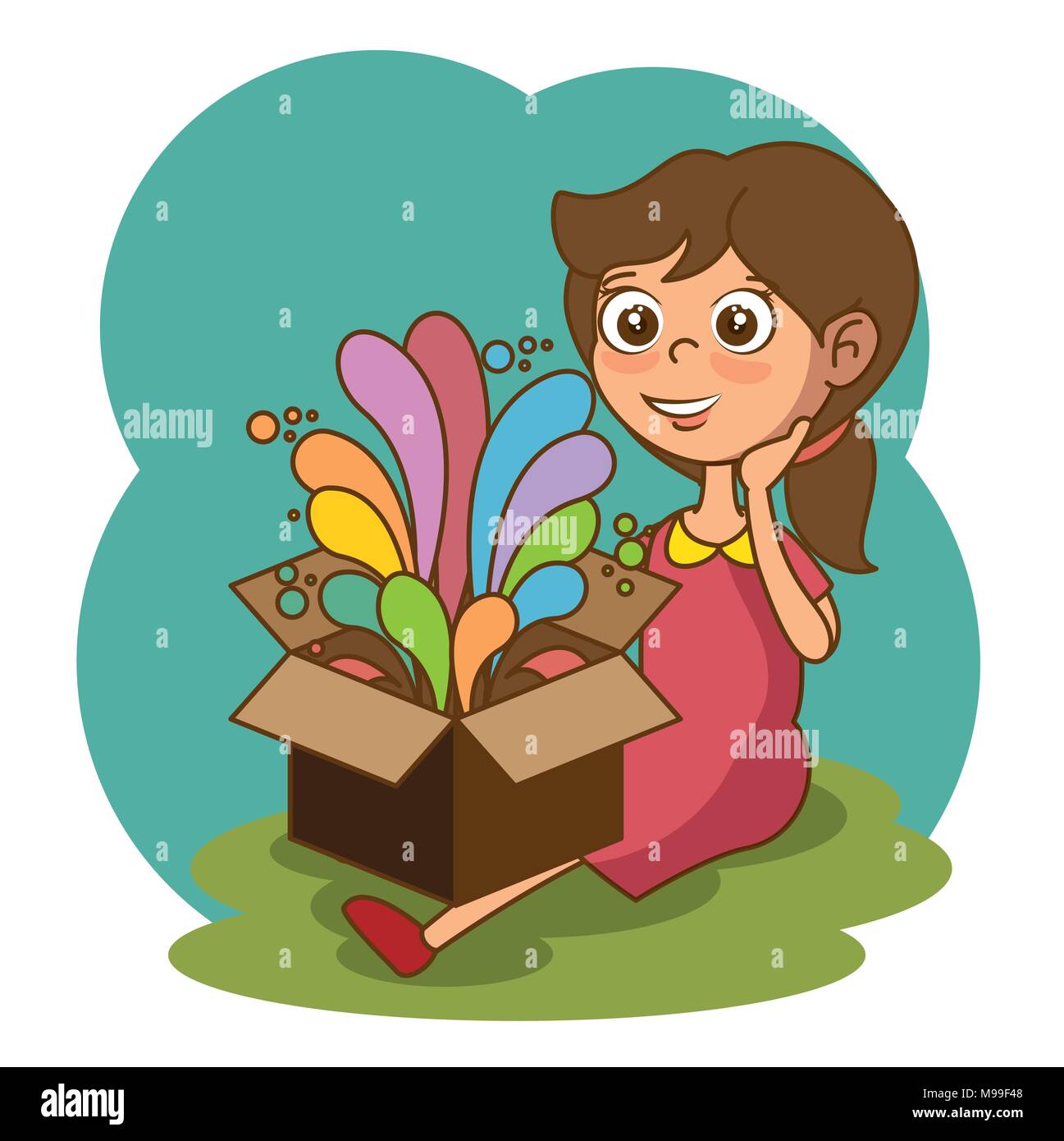 girl with box and creative ideas Stock Vector Image & Art - Alamy