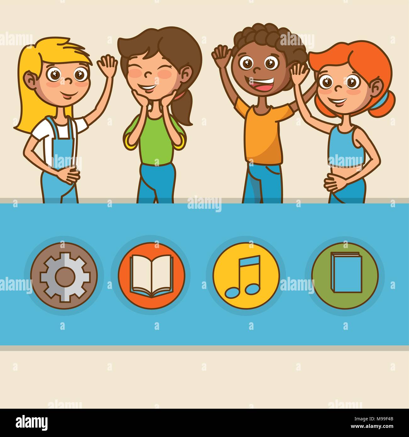 kids with education icons Stock Vector Image & Art - Alamy