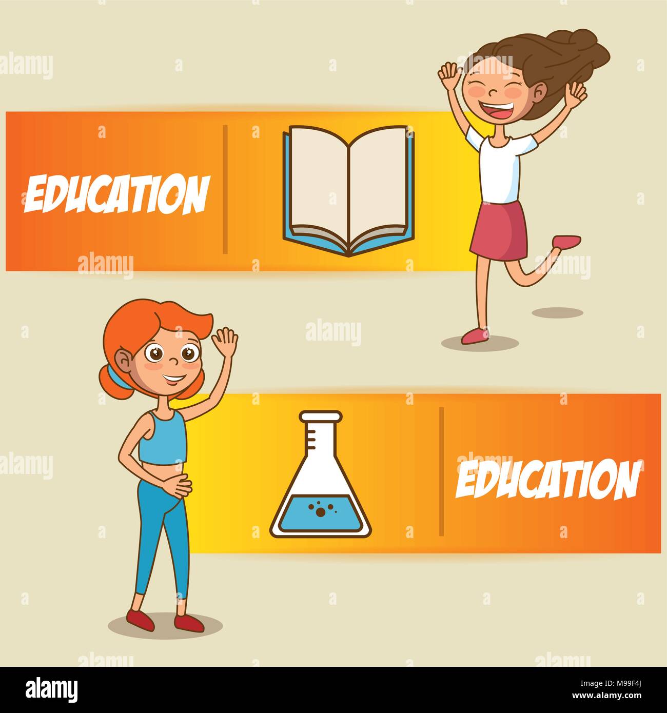 kids with education icons Stock Vector Image & Art - Alamy