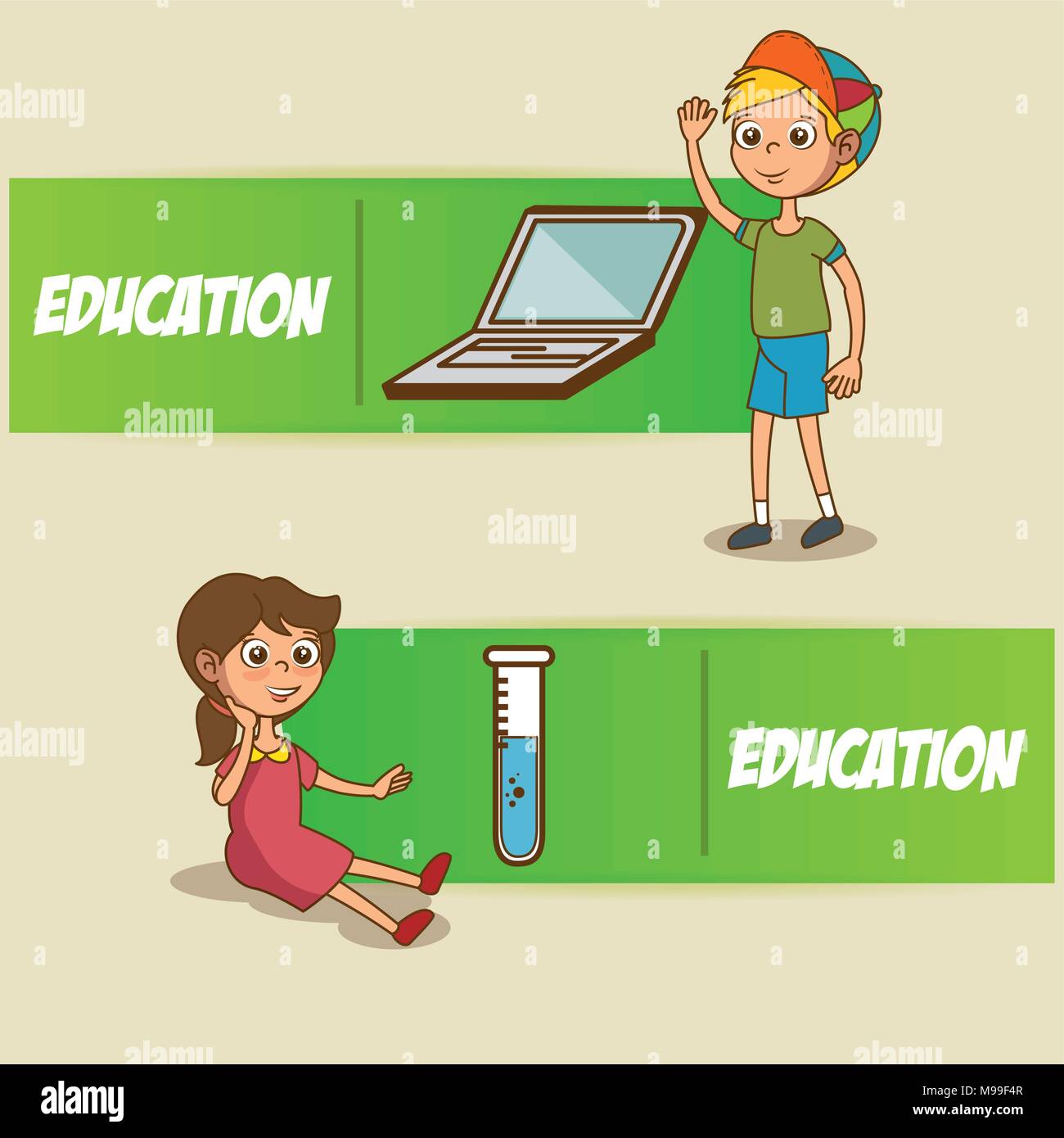 kids with education icons Stock Vector Image & Art - Alamy