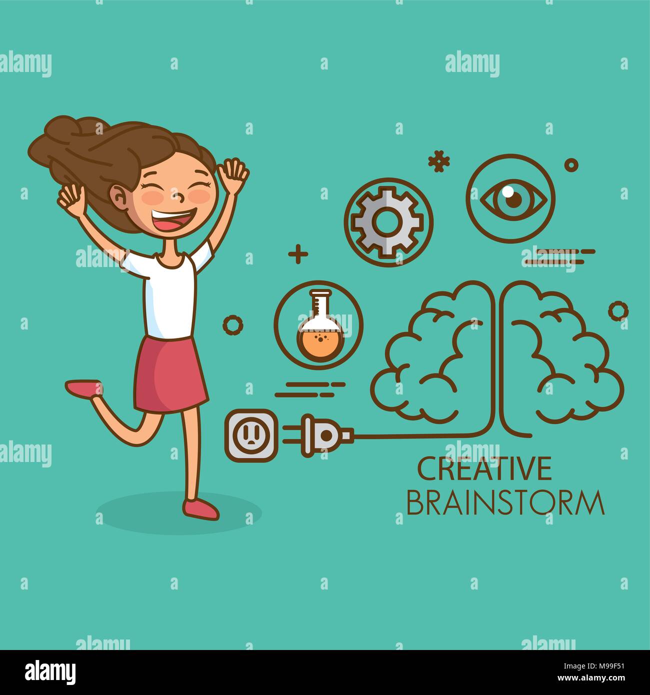girl with education icons Stock Vector Image & Art - Alamy