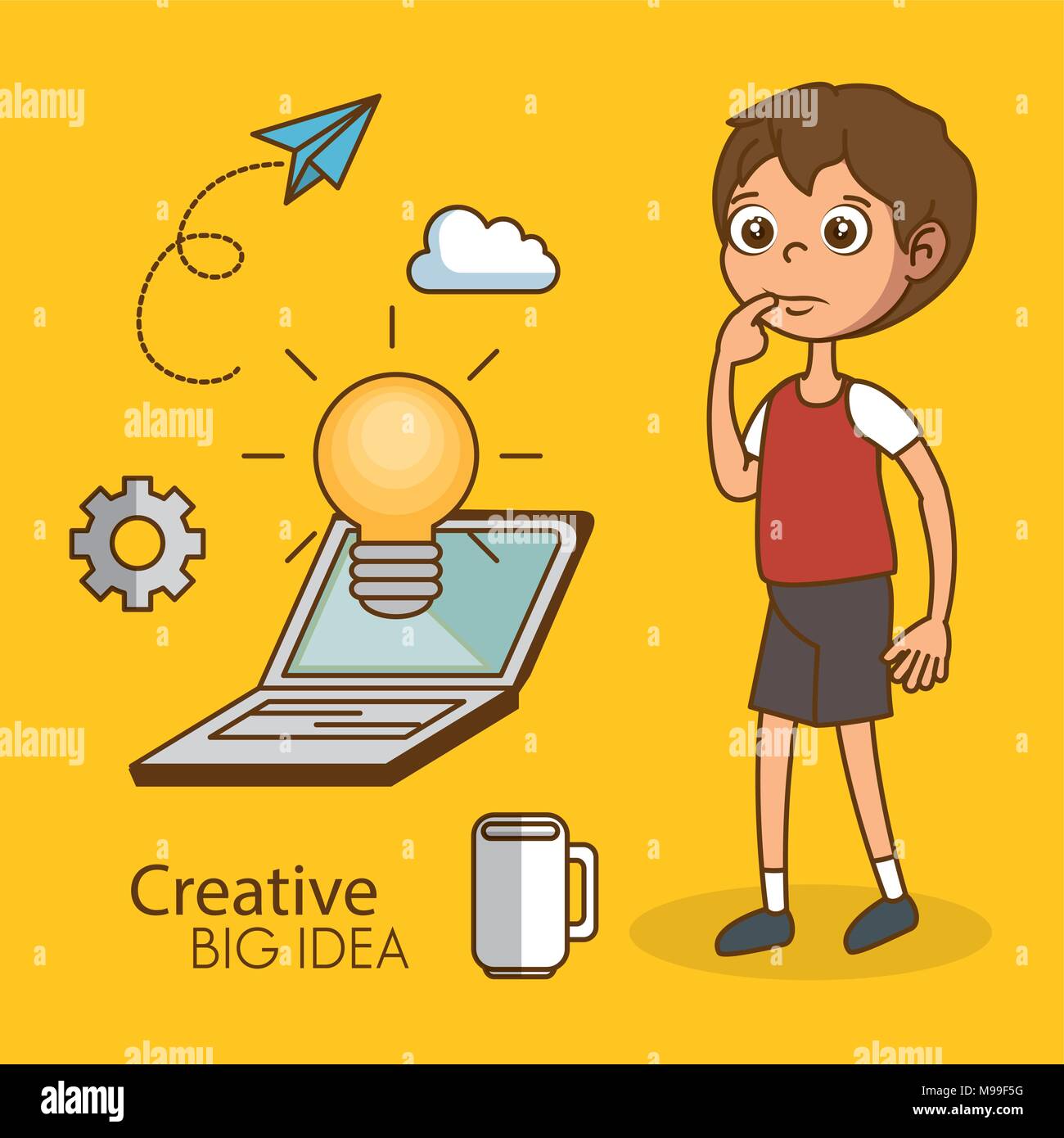 boy with creative big idea icons Stock Vector Image & Art - Alamy