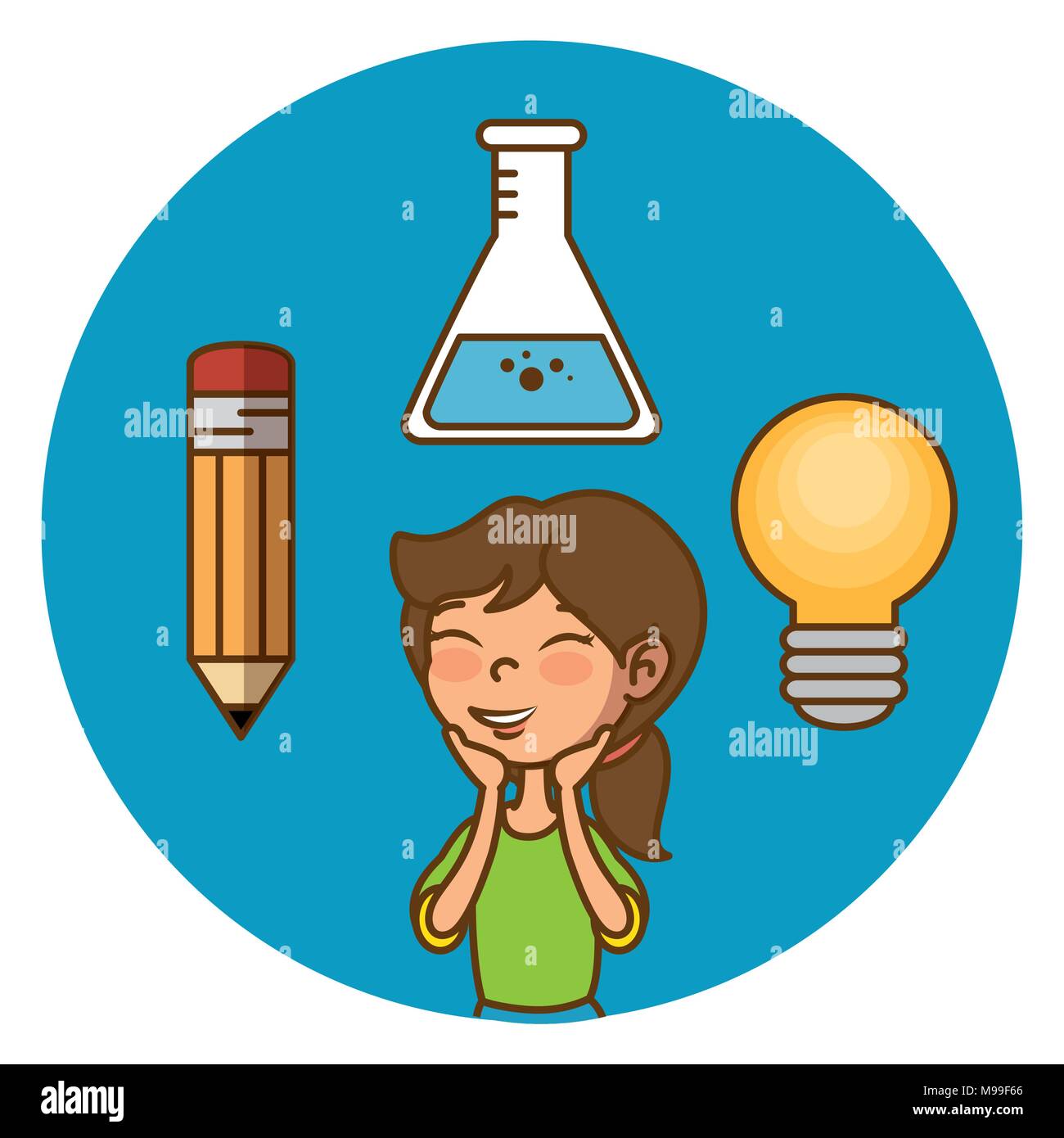 girl with education icons Stock Vector Image & Art - Alamy