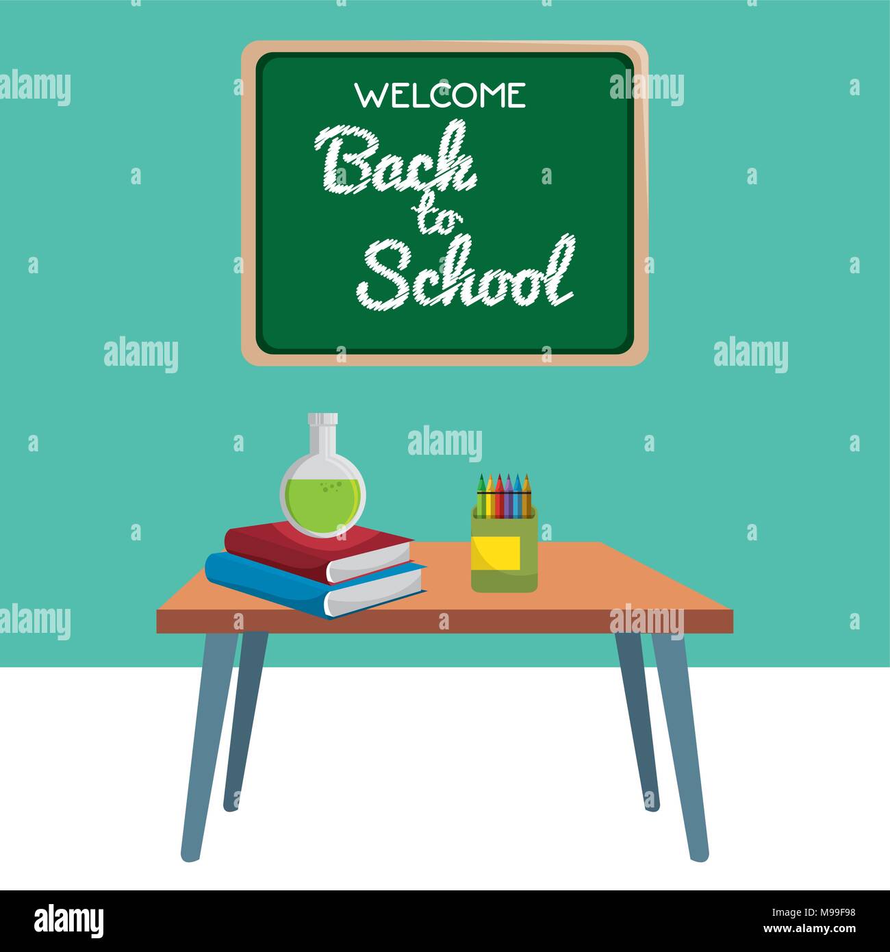 chalkboard with welcome back to school message Stock Vector Image & Art ...